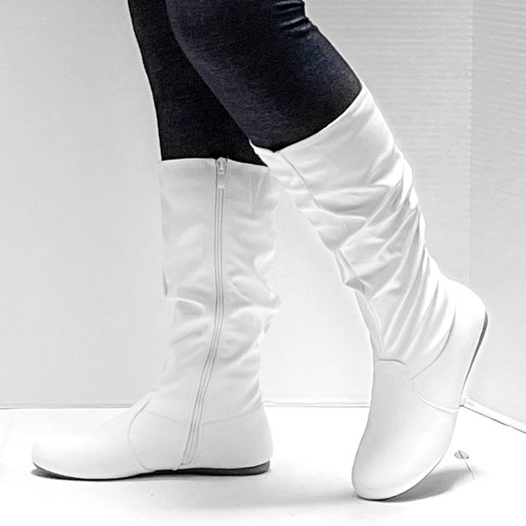 Shoes | New White Slouchy Midcalf Riding Boots | Poshmark